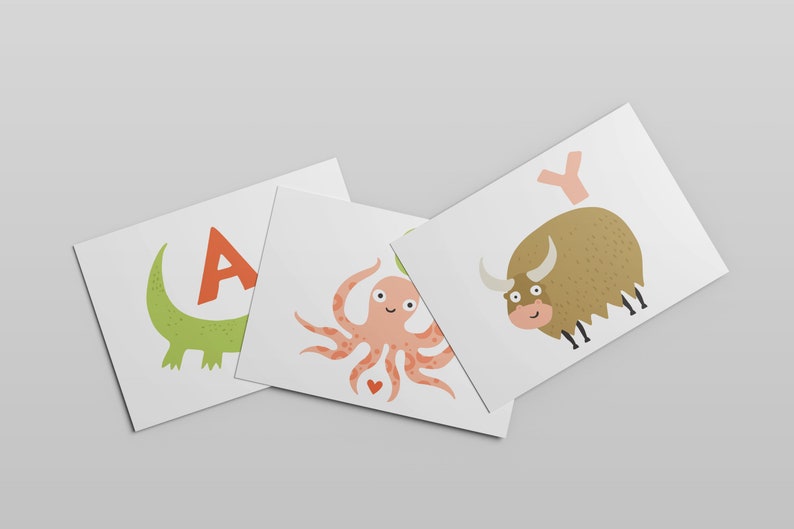 Animal Alphabet Flashcards Printable, Digital Download Alphabet Cards ...
