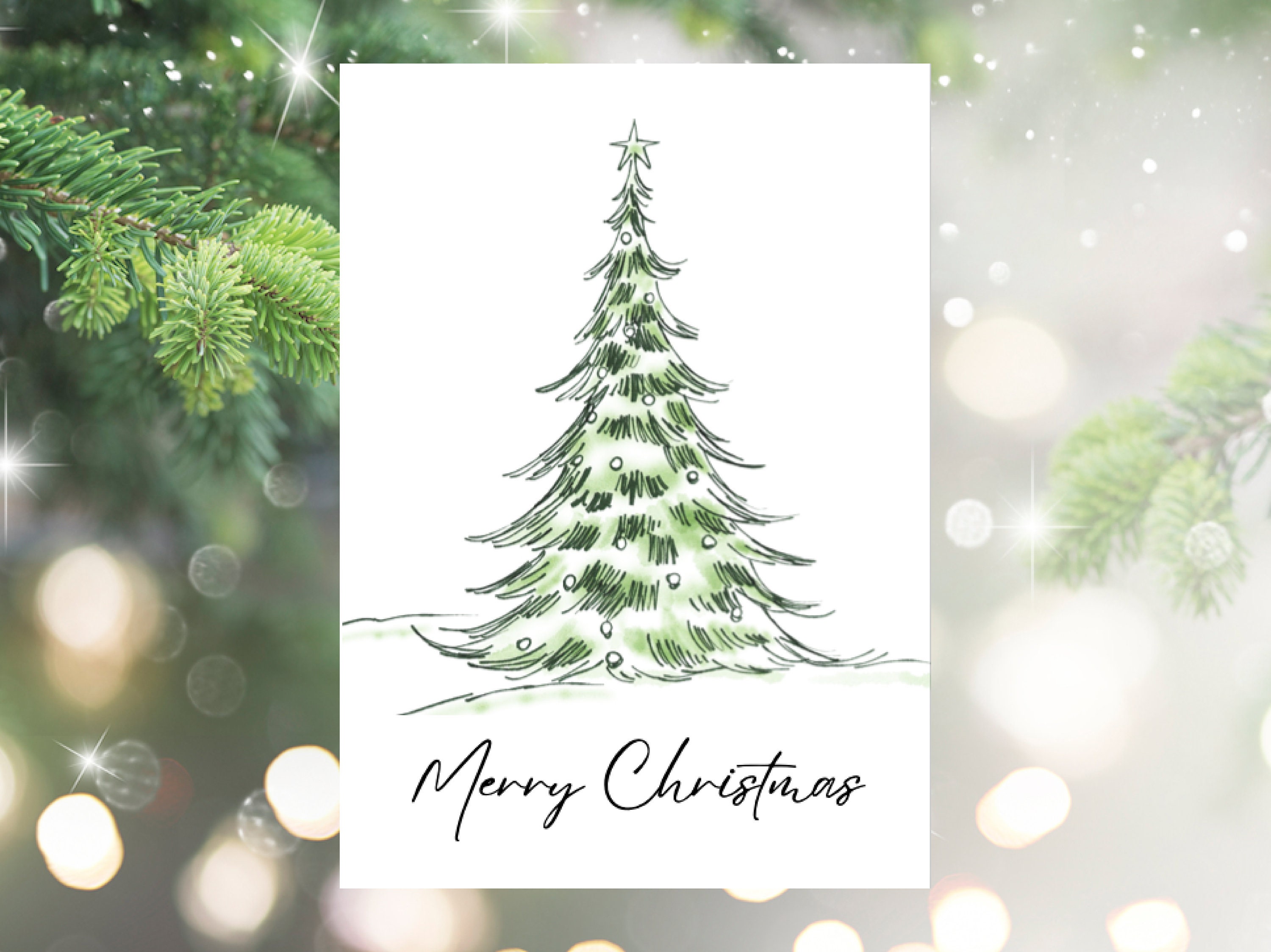 Merry Christmas Digital Christmas Card, Printable Christmas Cards ...
