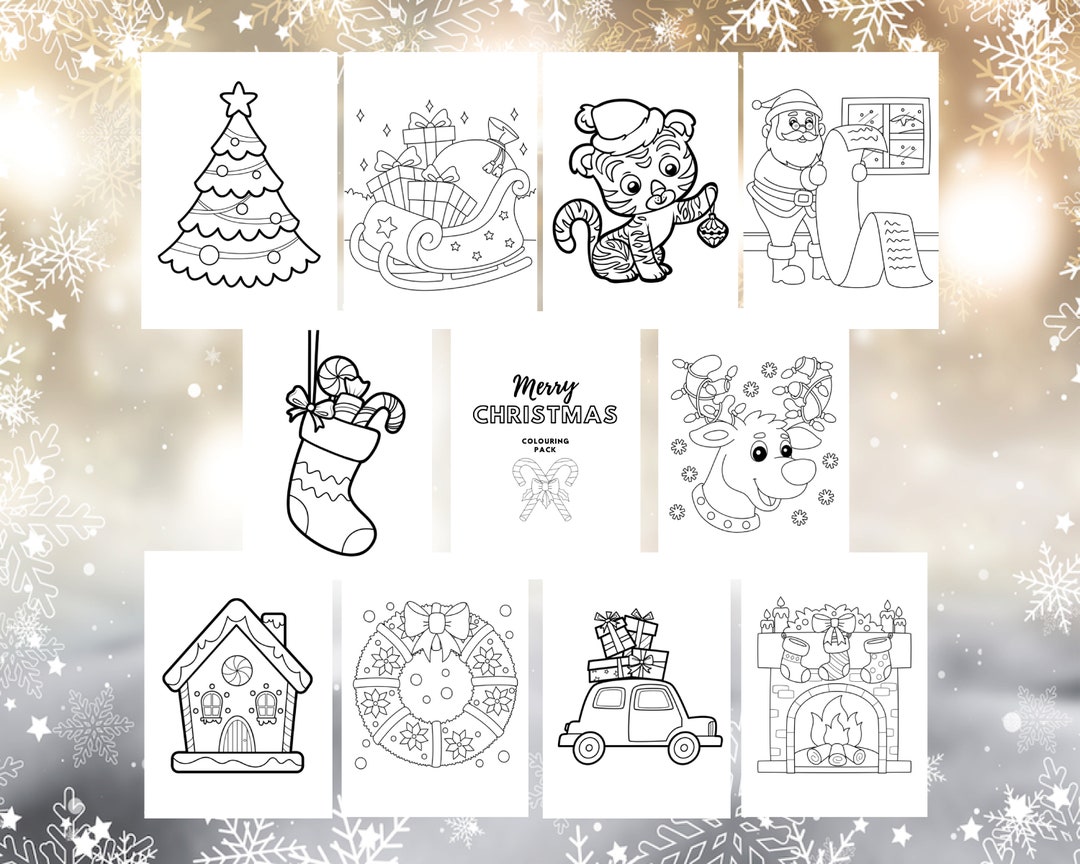 Christmas Printable Colouring Sheets Pack, 10 Pages, A4, Children's ...