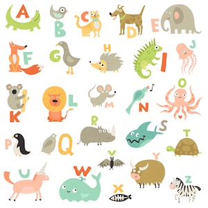 Animal Alphabet Flashcards Printable, Digital Download Alphabet Cards ...
