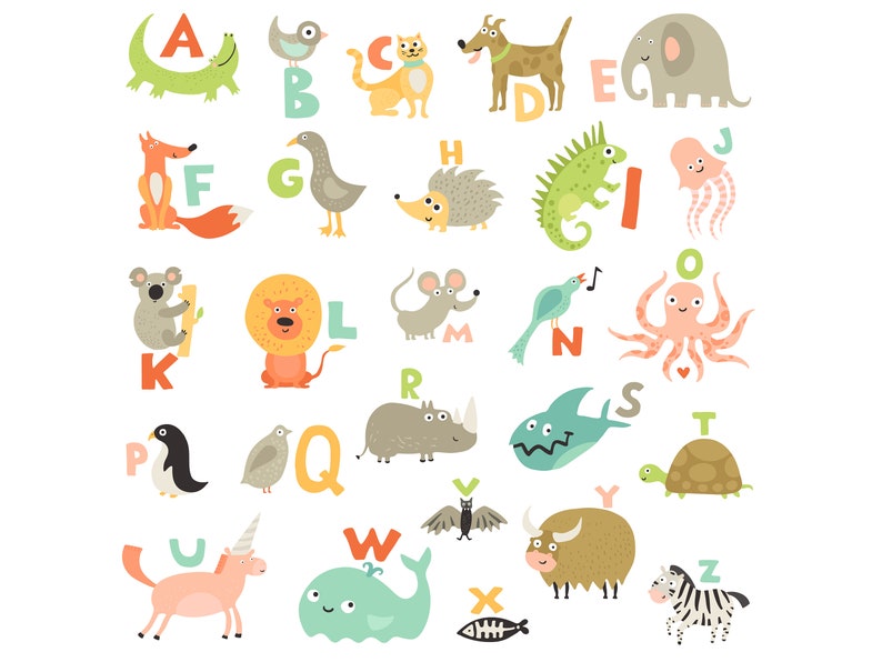 Animal Alphabet Flashcards Printable, Digital Download Alphabet Cards ...