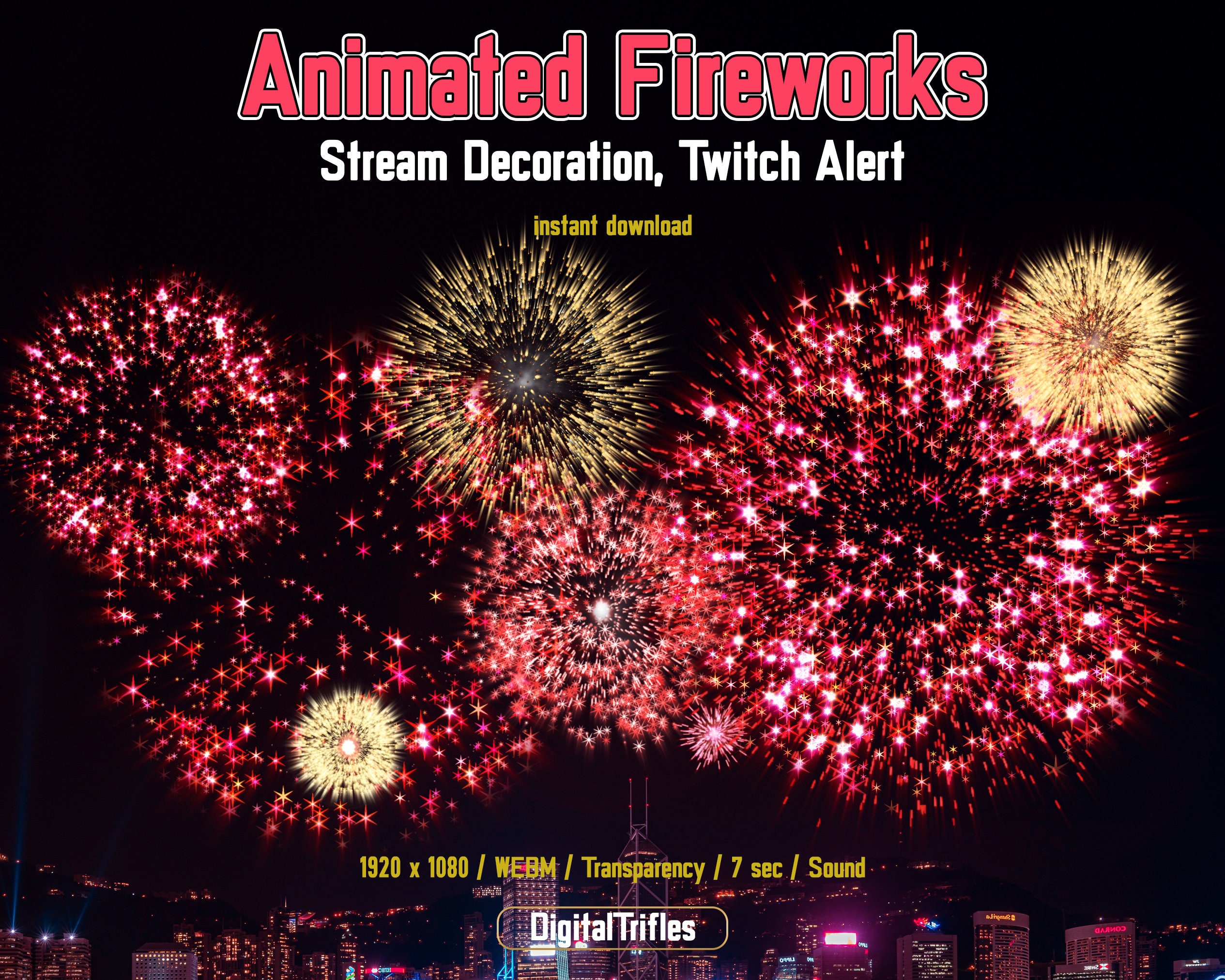 Animated Fireworks, Twitch Alert, Stream Decoration, Full Screen ...