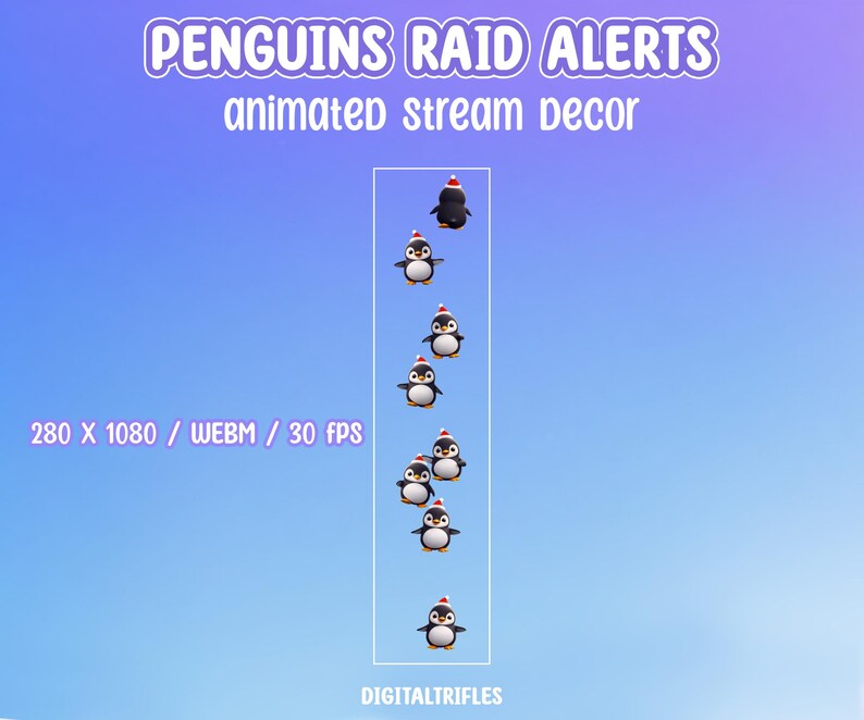 Penguin Raid Alerts, 2 Animated Twitch Overlays, Funny Stream Decor ...
