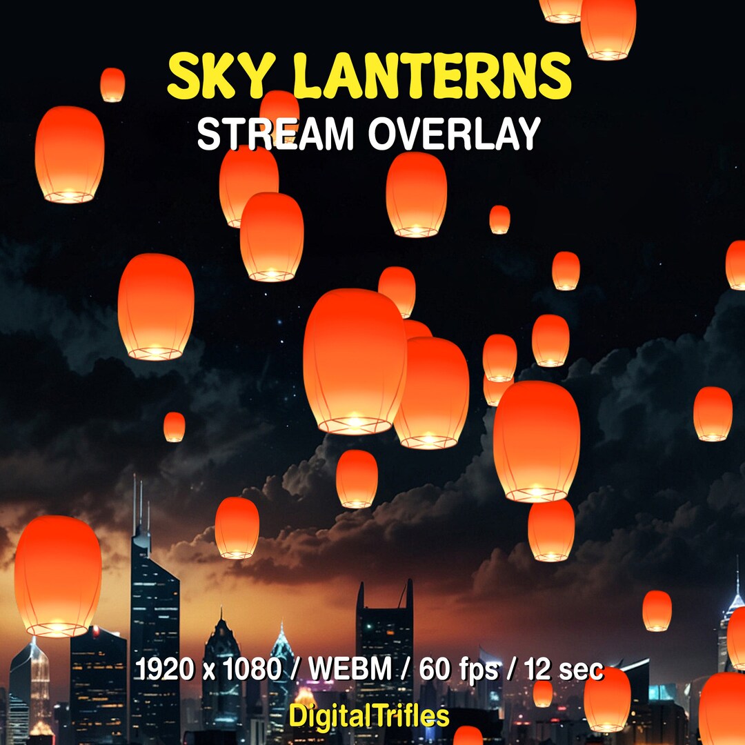 Sky Lanterns Stream Overlay, Full Screen Twitch Alert for Vtubers ...