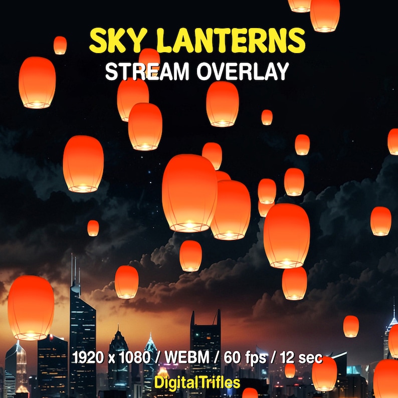 Sky Lanterns Stream Overlay, Full Screen Twitch Alert for Vtubers ...