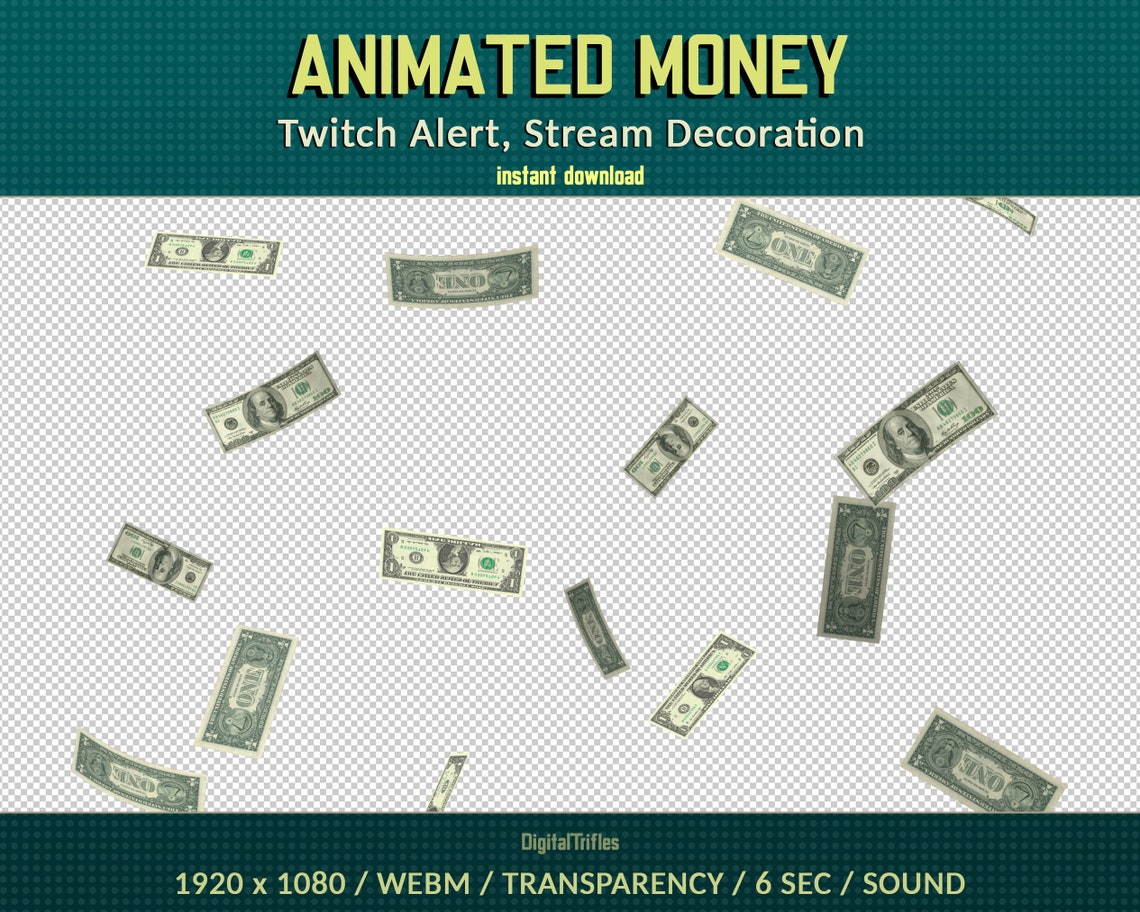 Falling Money Animated Twitch Alert New Donation, Full Screen Stream ...