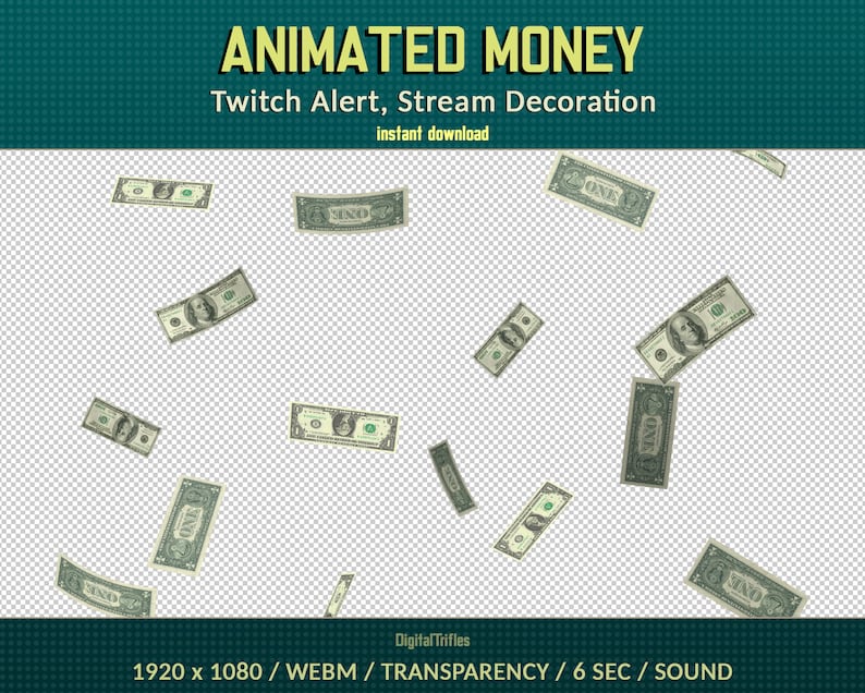 Falling Money Animated Twitch Alert New Donation, Full Screen Stream ...