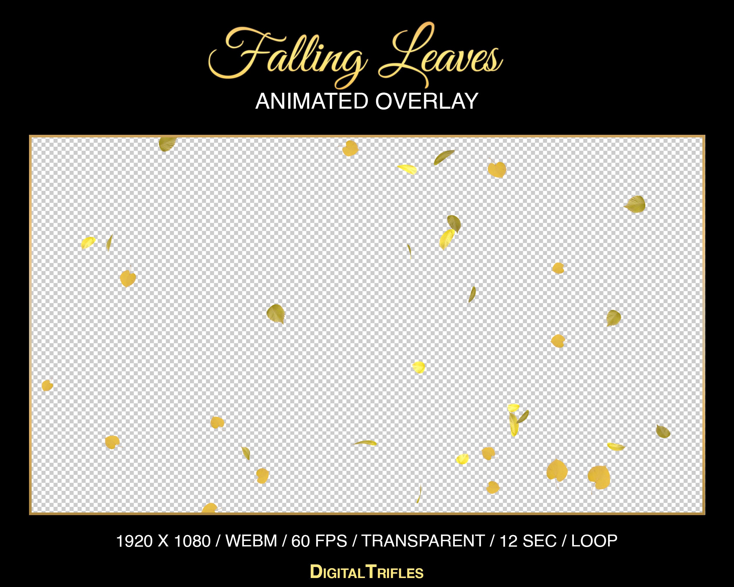 Twitch Overlay Falling Yellow Leaves, Fall Animated Vtuber Asset, Cozy ...