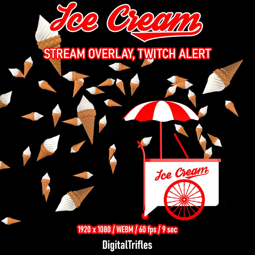 Animated Ice Cream Stream Overlay, Fullscreen Twitch Alert, Stream ...