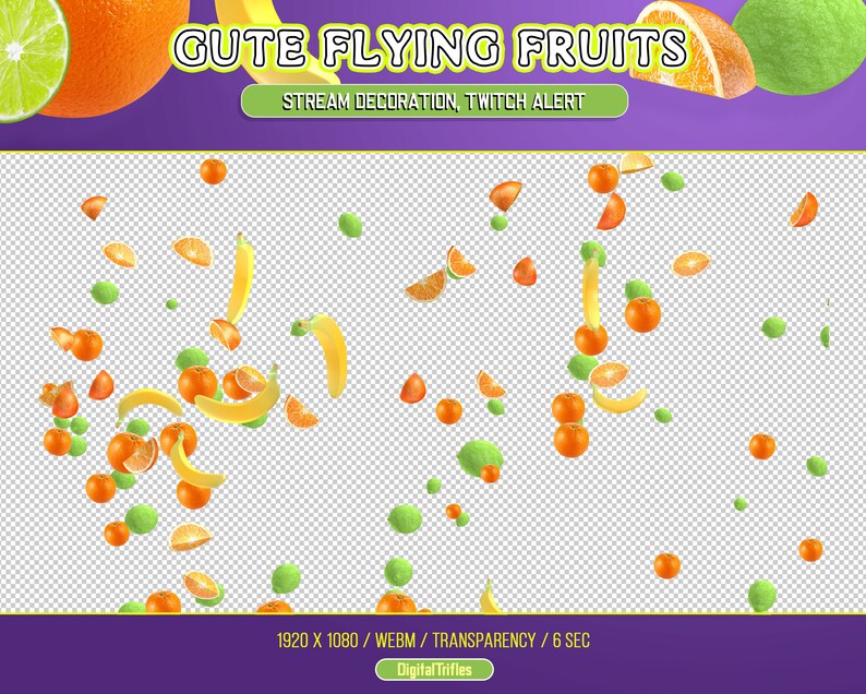 Cute Fruits Twitch Alerts, Stream Decoration, Fullscreen Overlay Fruity ...