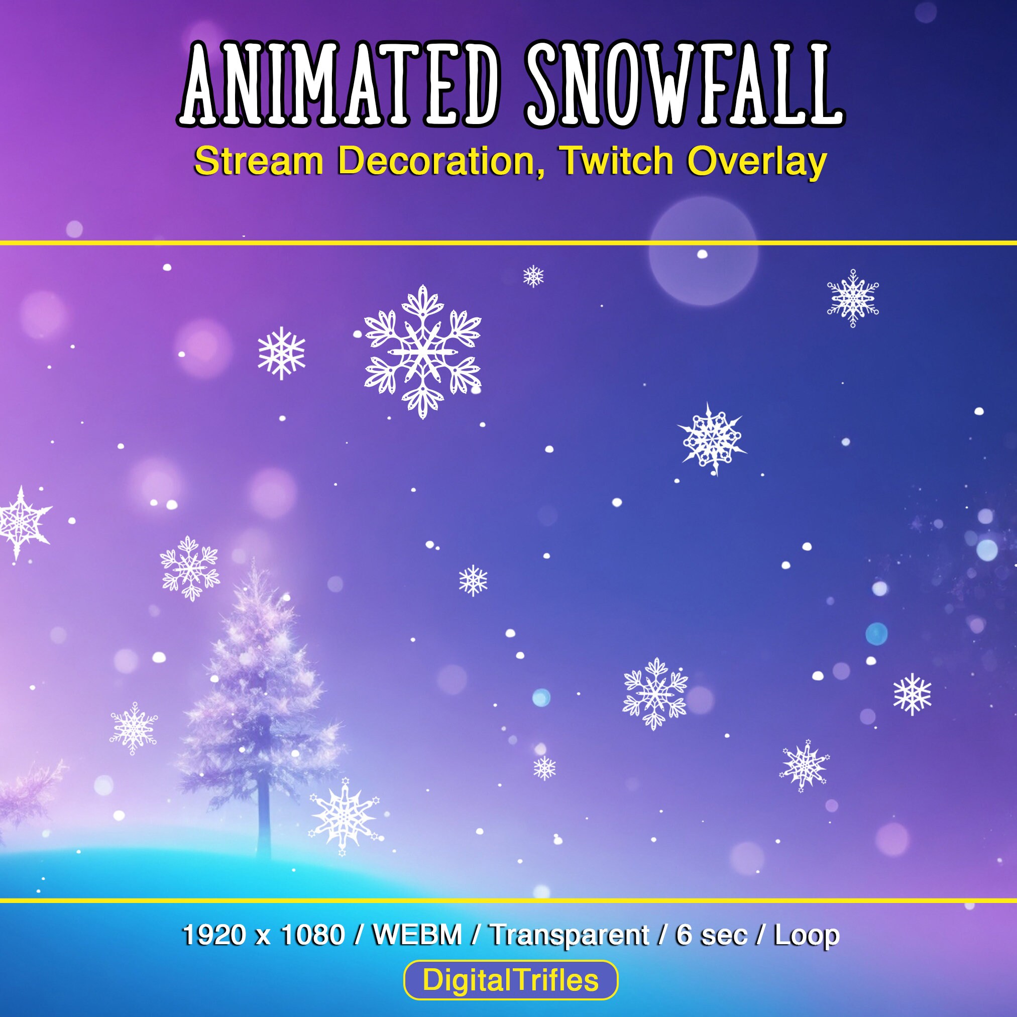 Winter Twitch Overlay, Christmas Snow Stream Decoration, Animated ...