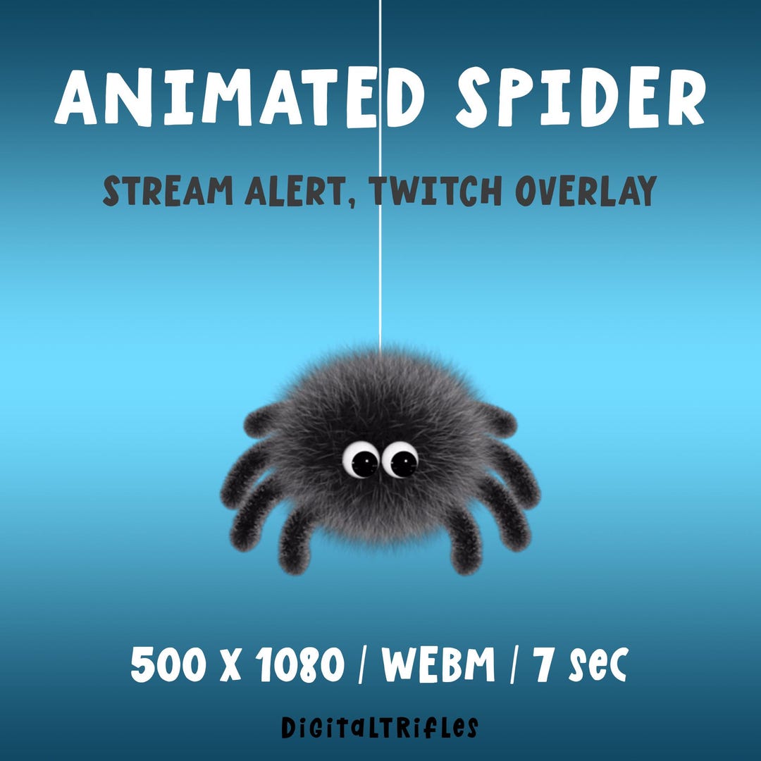 Animated Spooky Funny Spider, Twitch Alert, Halloween Stream Overlay ...