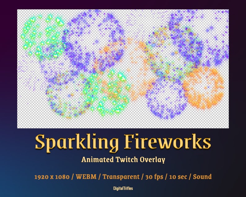 Animated Sparkling Fireworks, Twitch Overlay, Stream Alerts and Decor ...