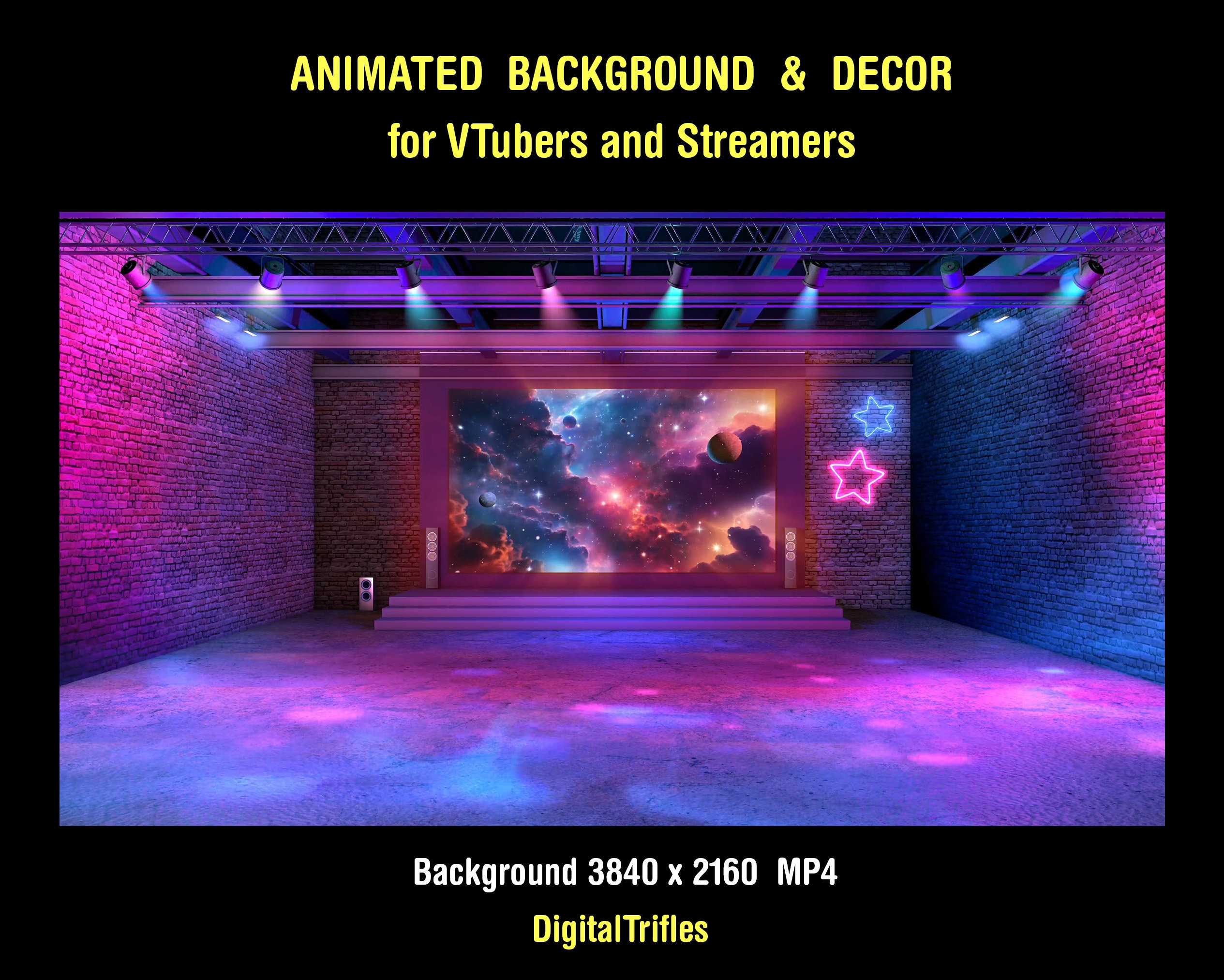 Animated Vtuber Background, Music Stage and Decor, Twitch Stream Assets ...