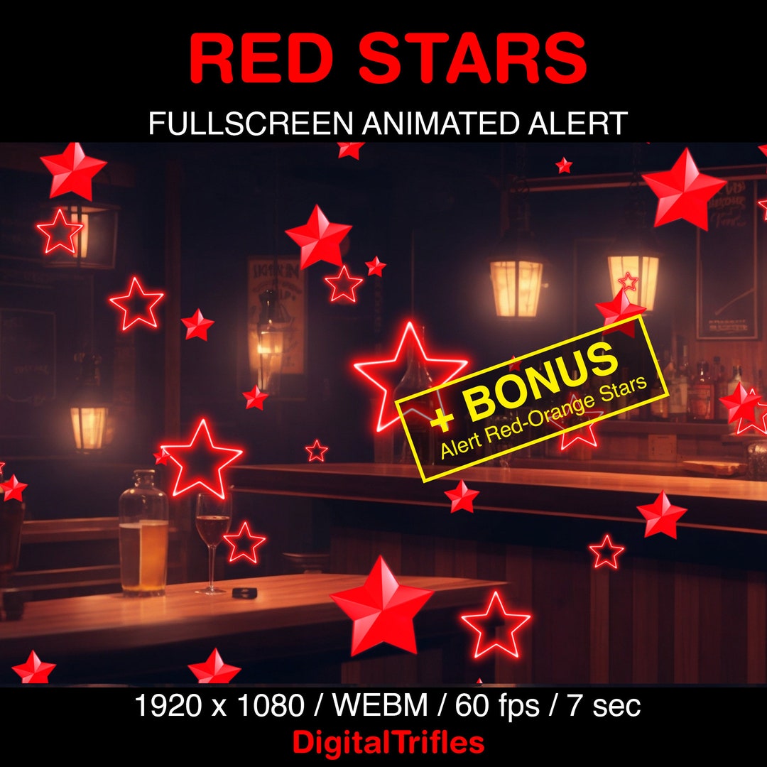 Red Stars Animated Stream Decoration, 2 Festive Assets for Streamers ...