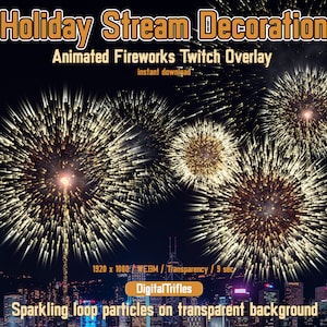 Gold Fireworks Animated Twitch Overlay, Stream Decoration for OBS Scene ...
