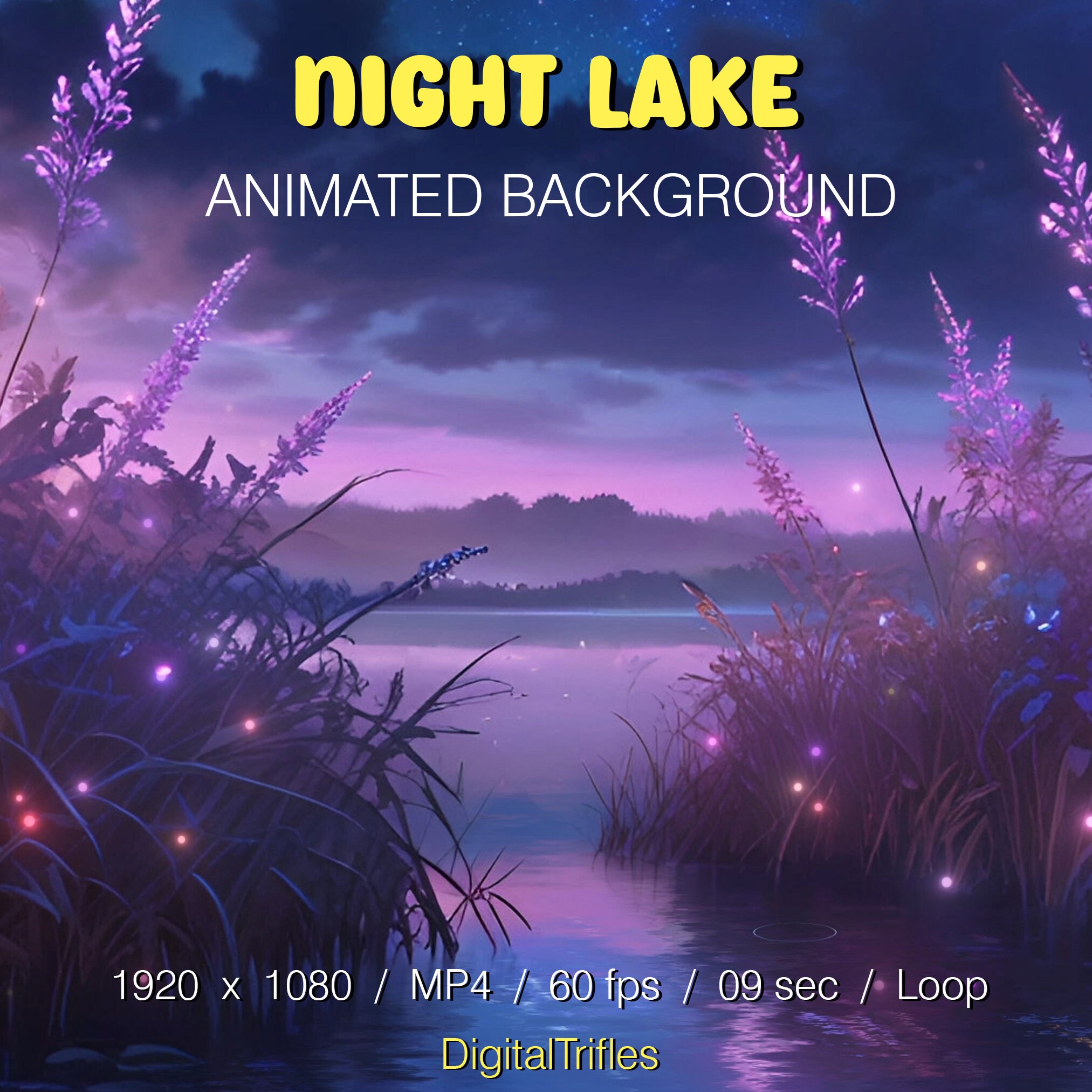 Animated Background Night Sky and Lake, Mermaid Twitch Overlay, Stream ...