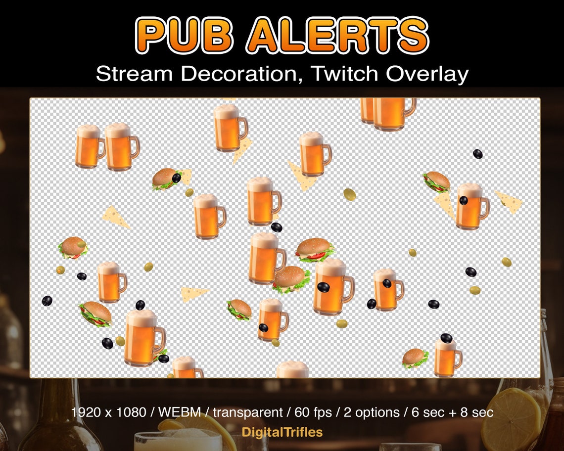 Beer Twitch Alerts, Pub Stream Decoration, Two Animated Overlays ...