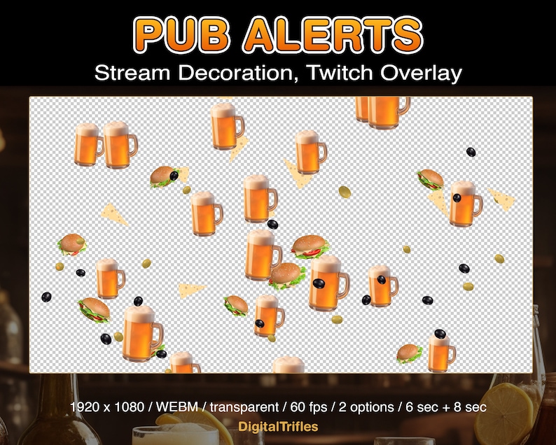 Beer Twitch Alerts, Pub Stream Decoration, Two Animated Overlays ...