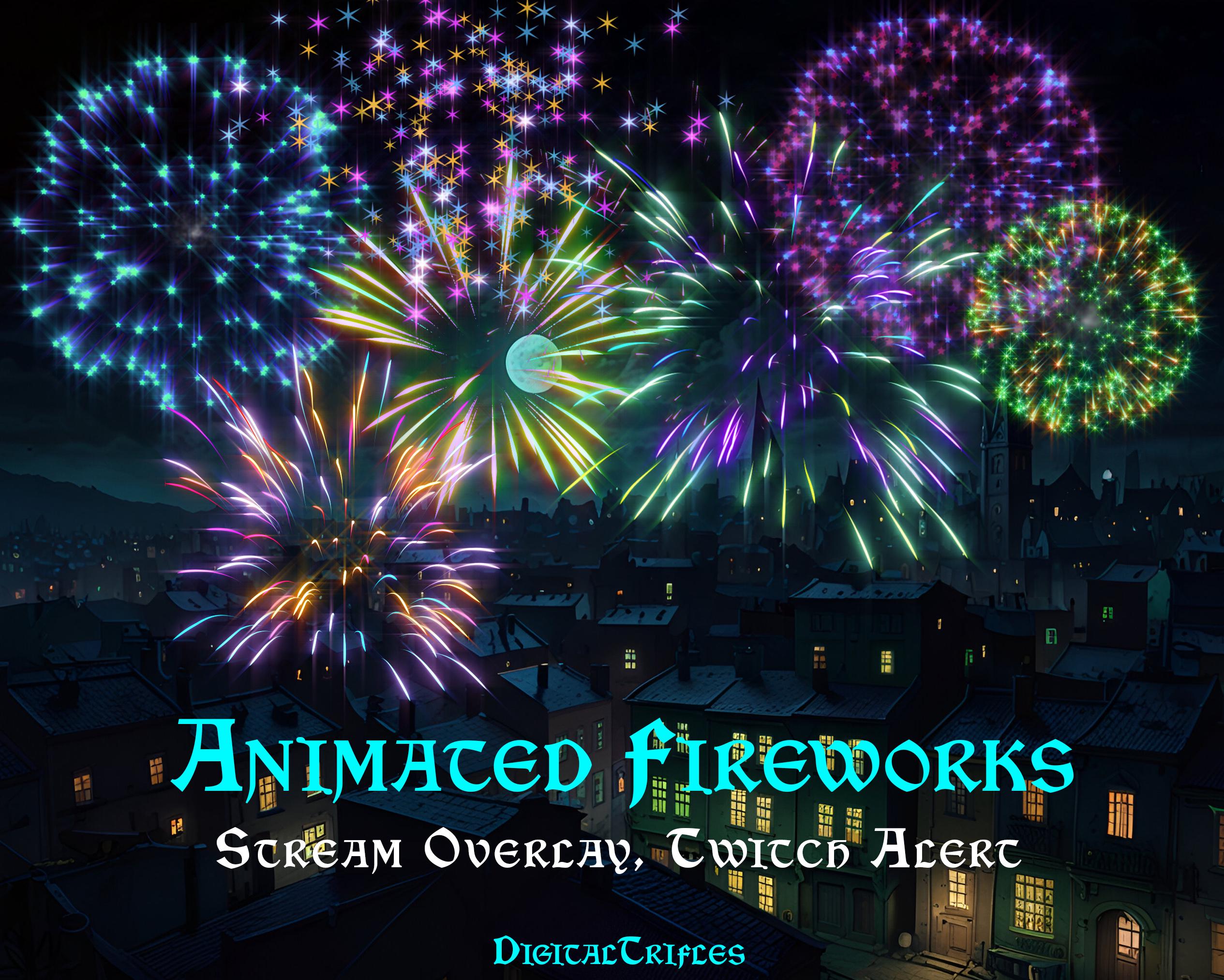 Animated Firework, Full Screen Stream Overlay, Twitch Alert, Vtuber and ...