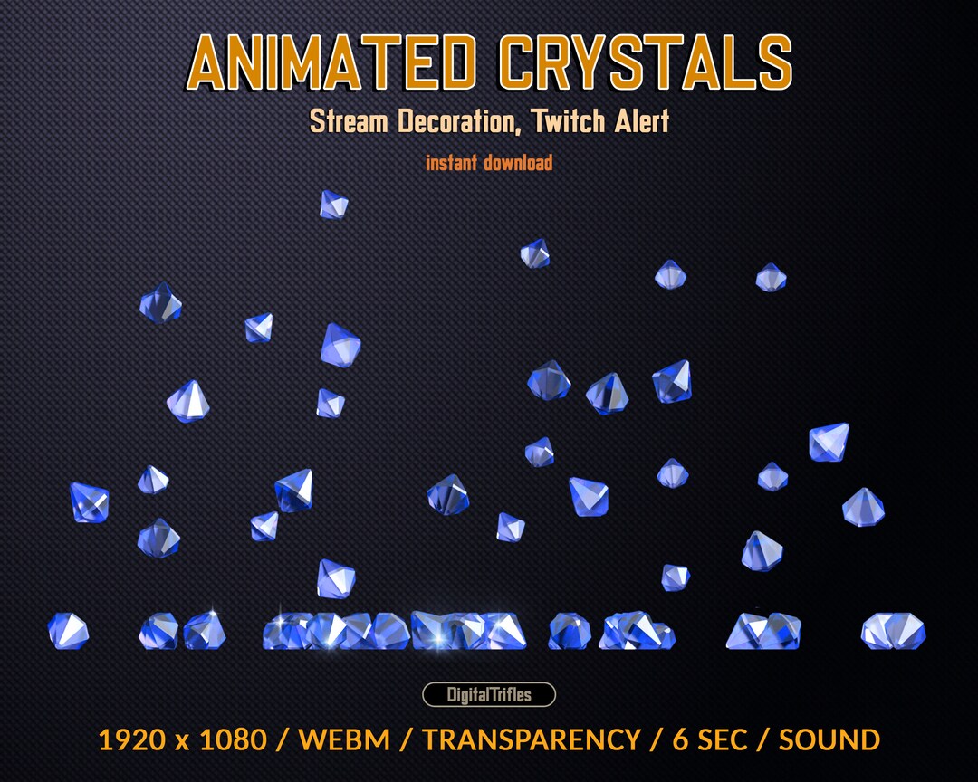 Animated Twitch Alert Blue Crystals Bits Cheer Streamer - Etsy