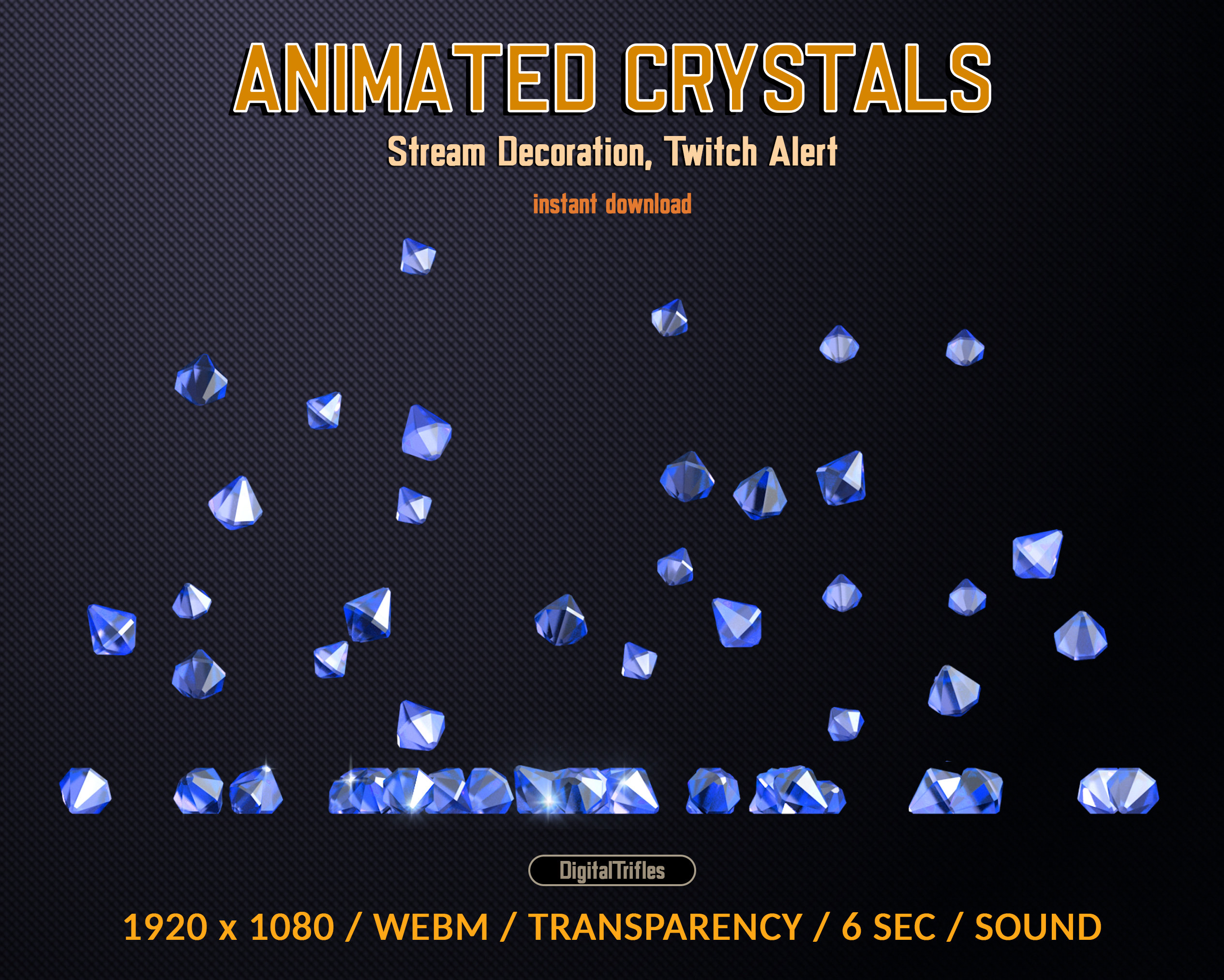 Animated Twitch Alert, Blue Crystals, Bits, Cheer Streamer, Vtuber ...