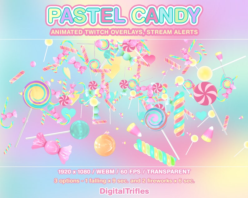 Animated Pastel Candy Twitch Overlays Cute Stream Alerts - Etsy Canada