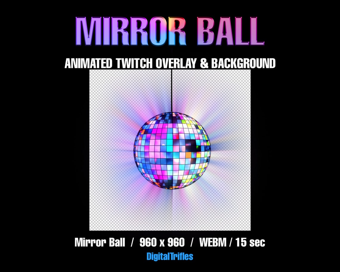 Mirror Ball Stream Scene, Animated Twitch Overlay and Background, Live ...