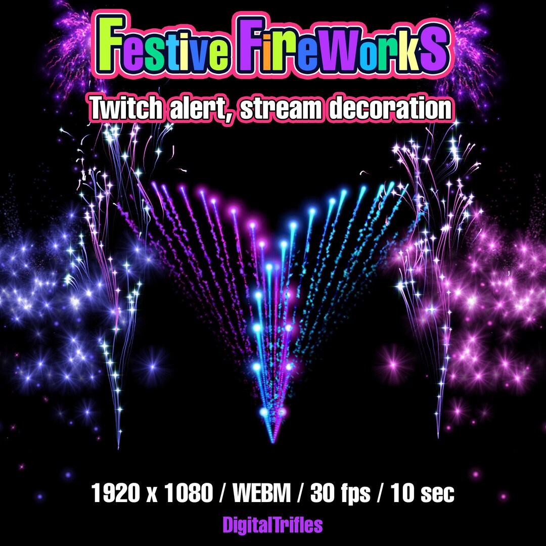 Animated Festive Fireworks, Twitch Alert, Stream Overlay, New Year ...