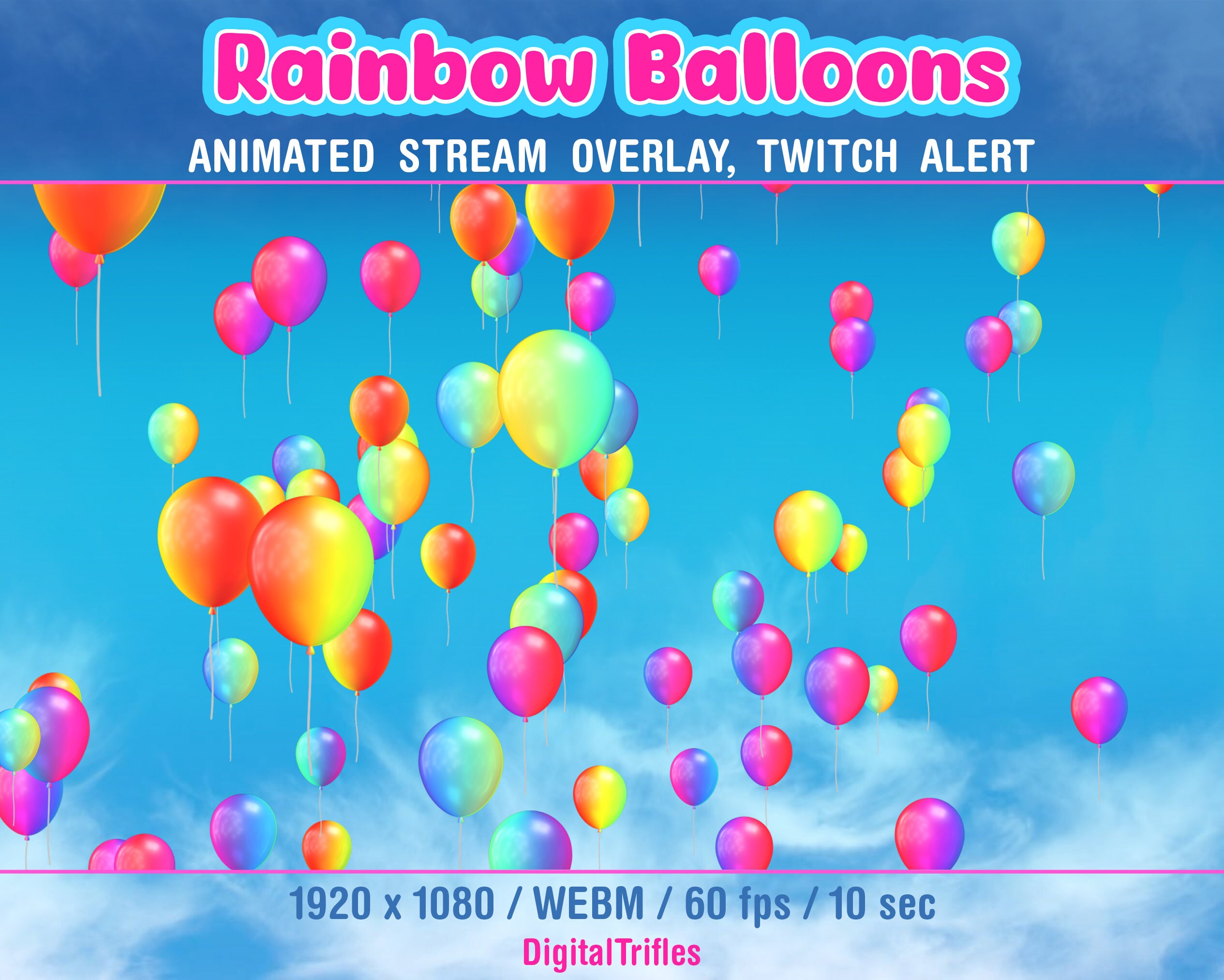 Stream Overlay Rainbow Balloons, Twitch Alert, Bright Colorful Animated ...