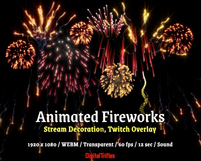 Twitch Alert Festive Fireworks, Animated Stream Overlay, Celebration ...