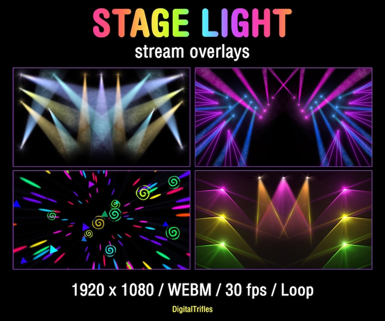 Stage Stream Overlay Pack, 12 Laser and Light FX, Twitch Overlays for ...
