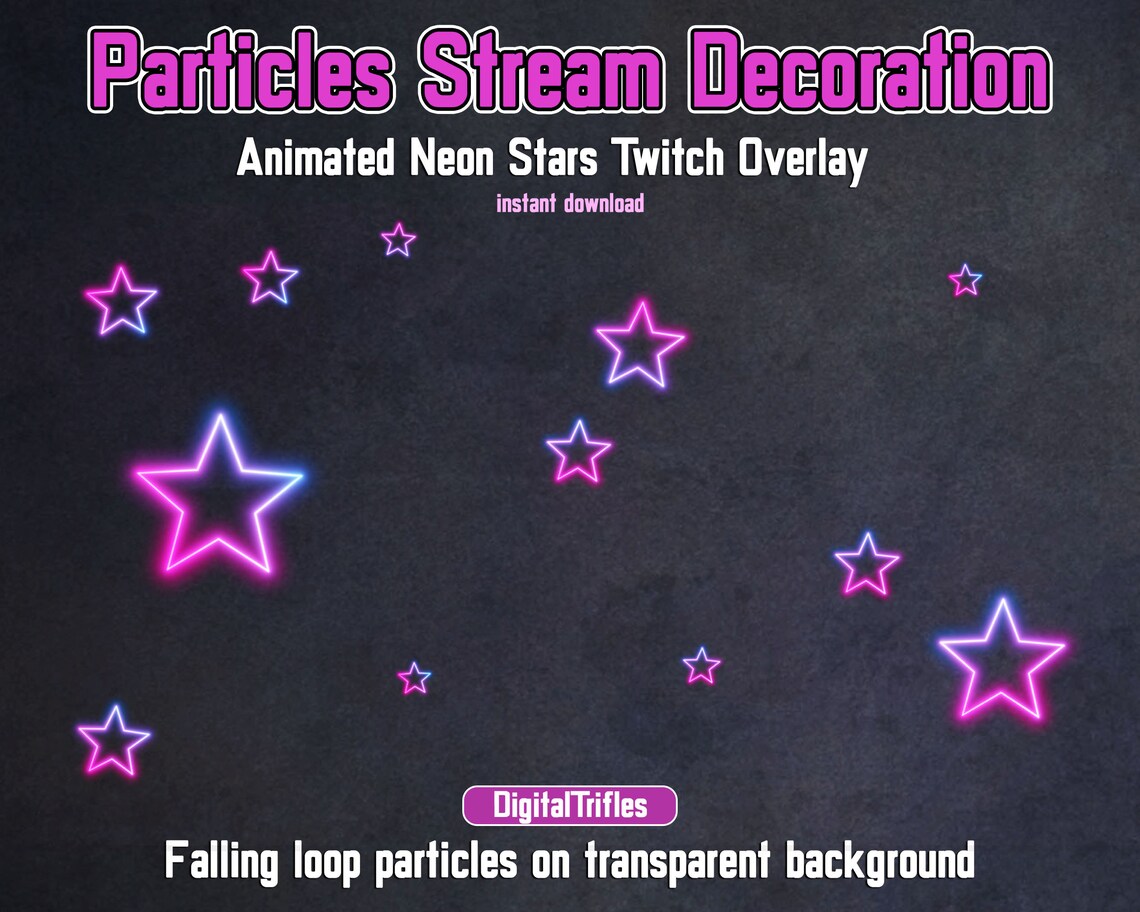 Neon Stars Twitch Overlay, Falling Starry Animated Stream Decoration ...