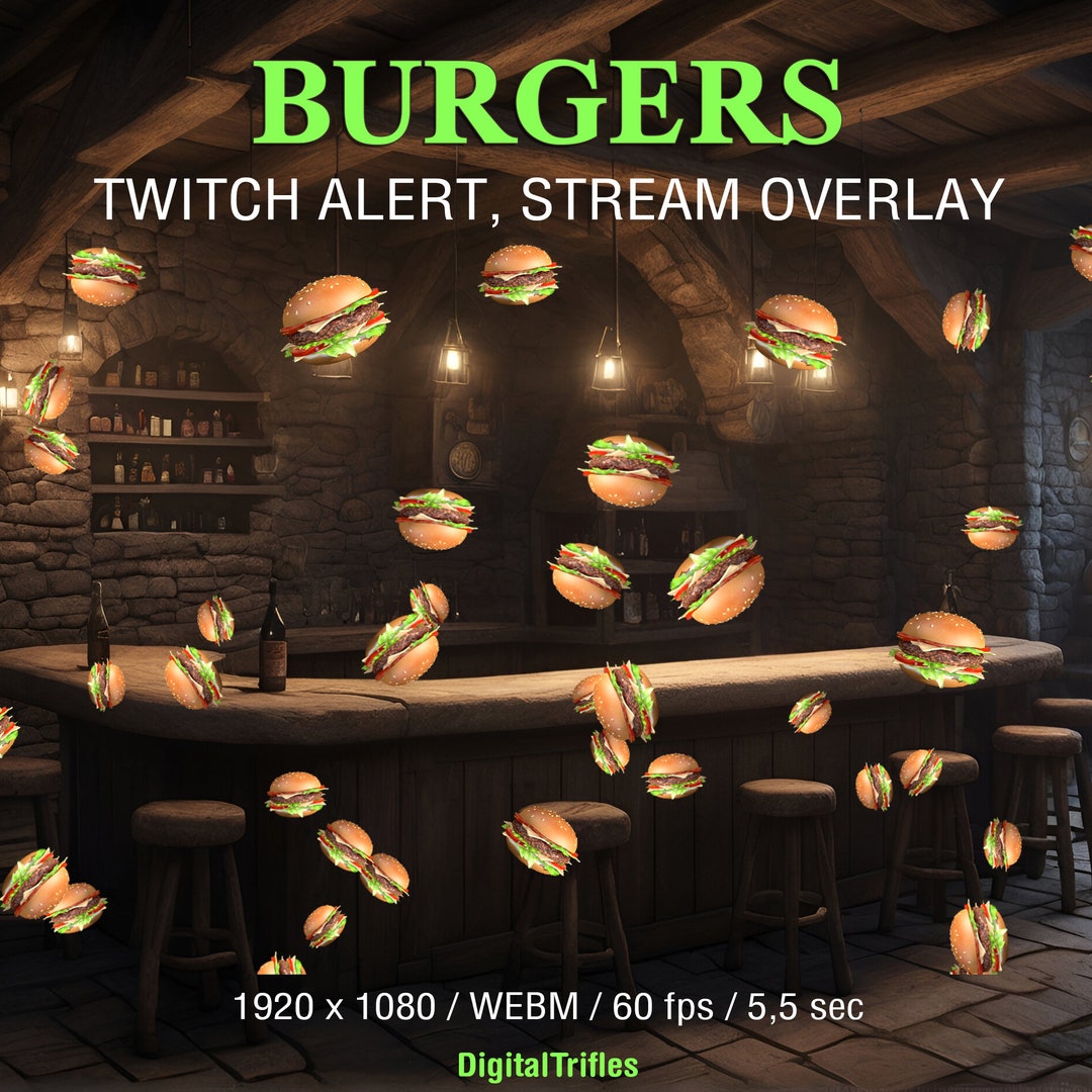 Twitch Alert Animated Burgers, Stream Overlay for Streamlabs and ...