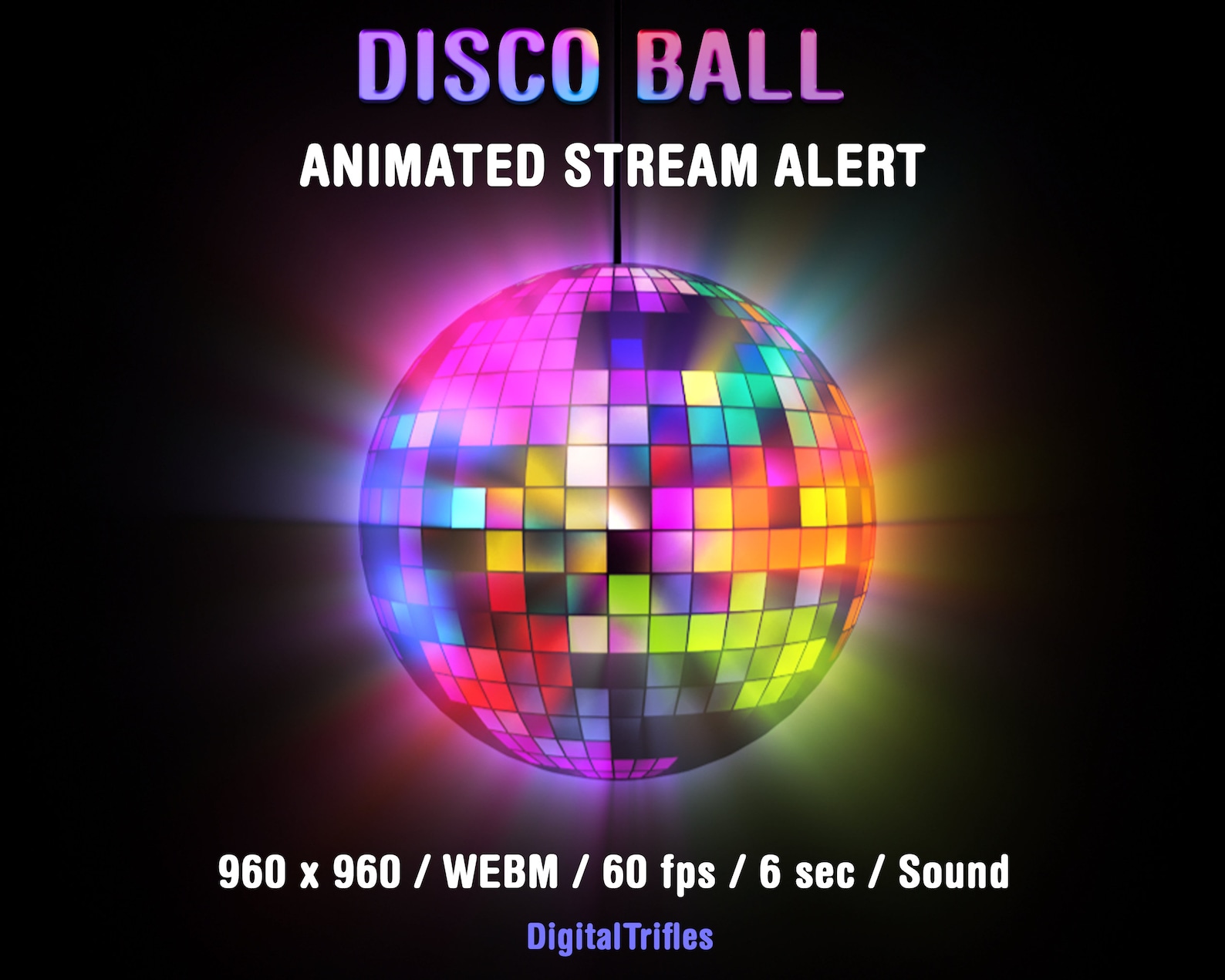 Disco Ball Stream Alert Animated Colorful Twitch Overlay for Streamers ...