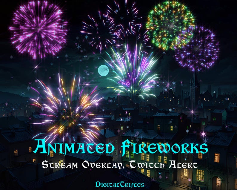 Animated Firework, Full Screen Stream Overlay, Twitch Alert, Vtuber and ...