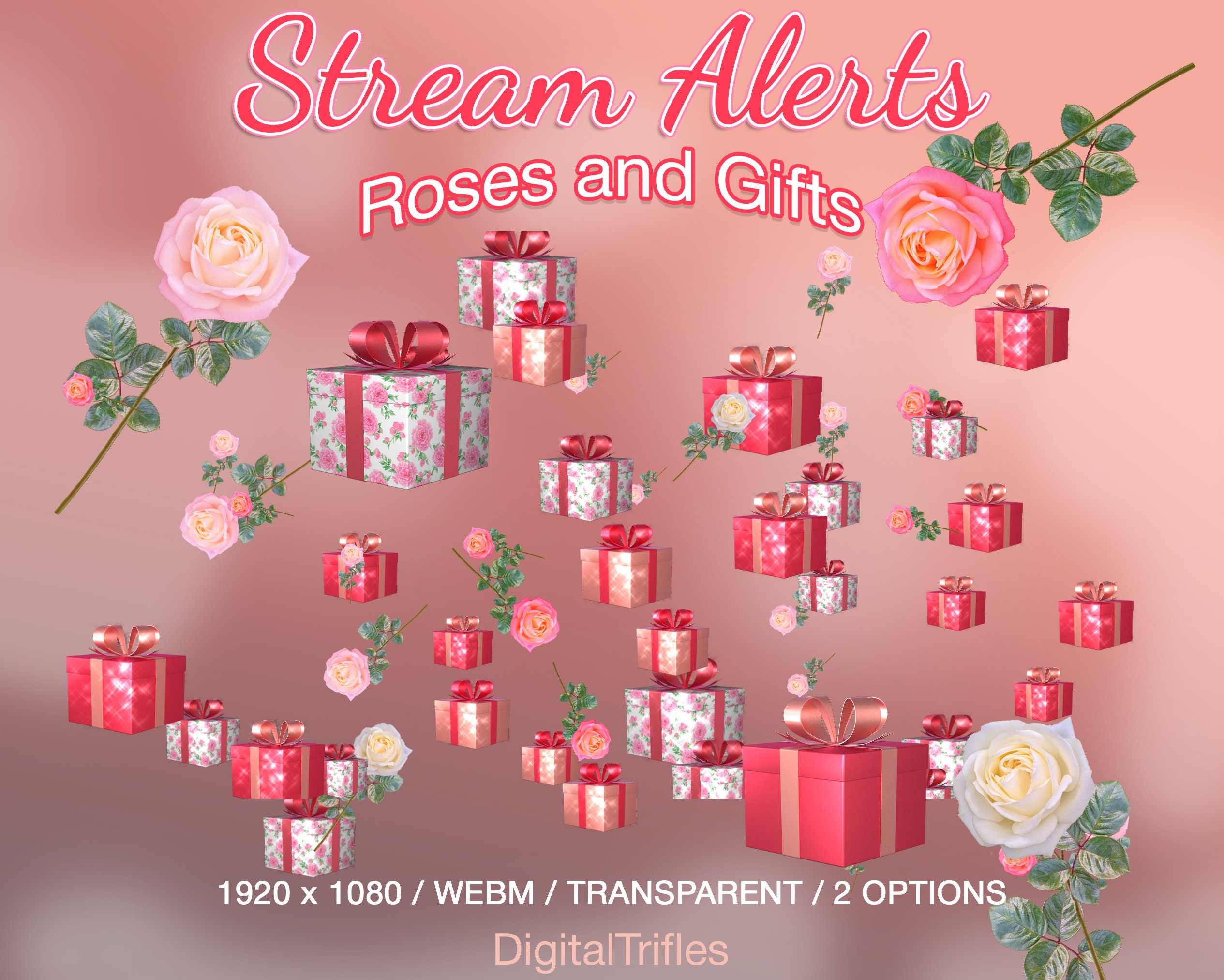 Twitch Alerts Gifts and Roses, Animated Overlays, Stream Alerts Pink ...