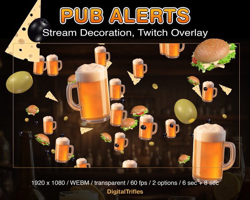 Beer Twitch Alerts, Pub Stream Decoration, Two Animated Overlays ...