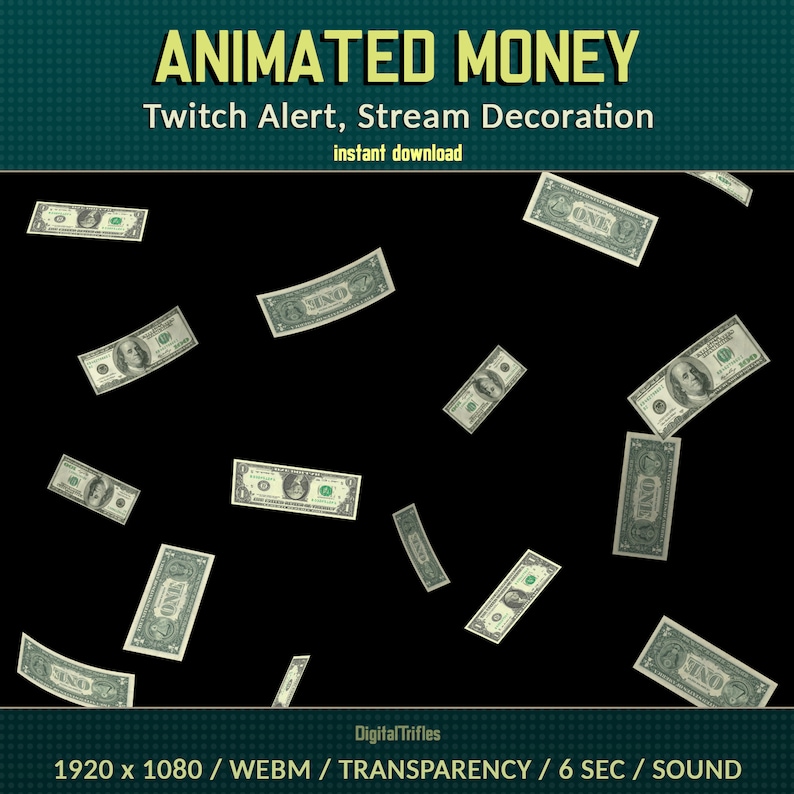 Falling Money Animated Twitch Alert New Donation, Full Screen Stream ...