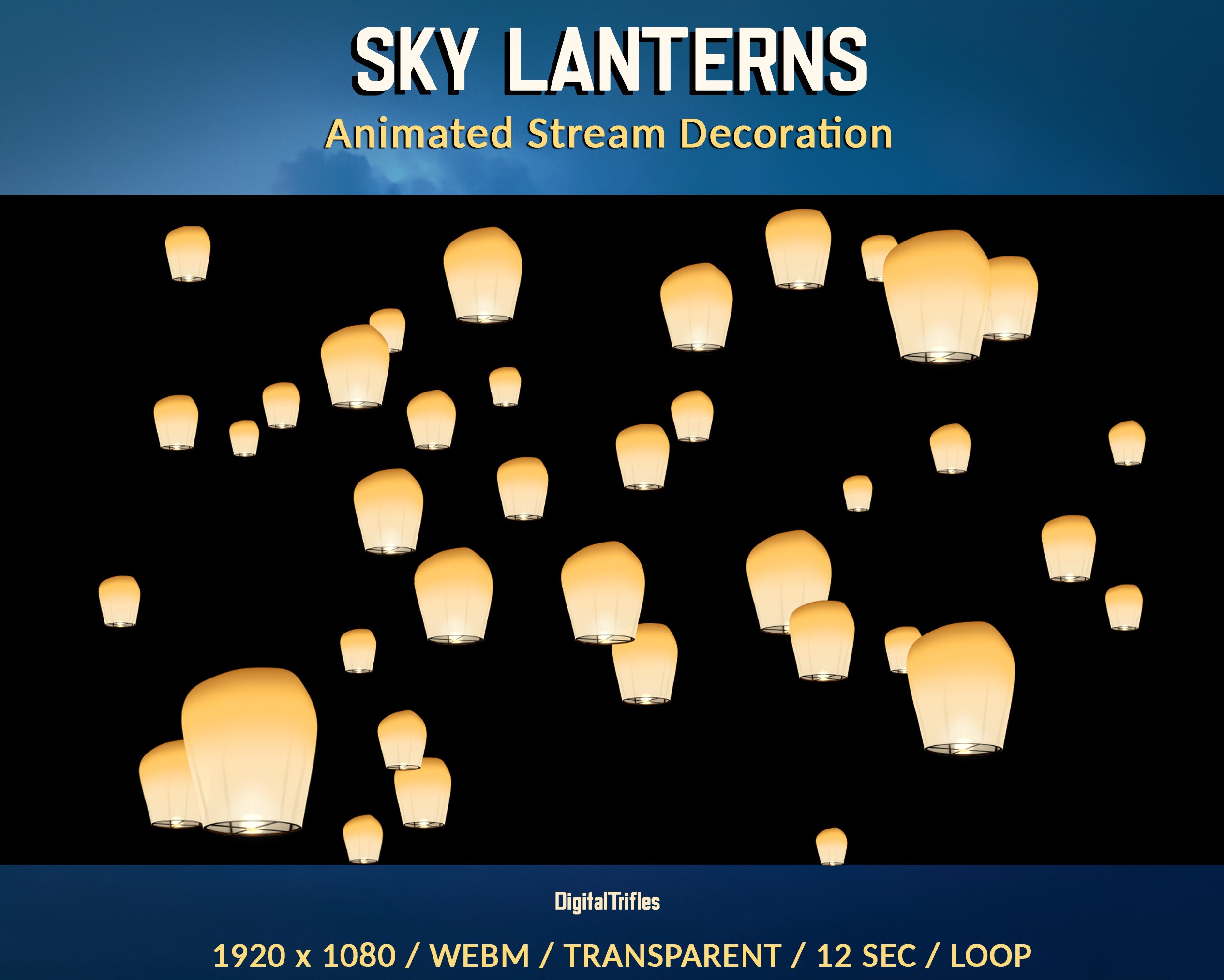 Chinese Lanterns Twitch Overlay, Animated Sky Lanterns, Lunar New Year ...