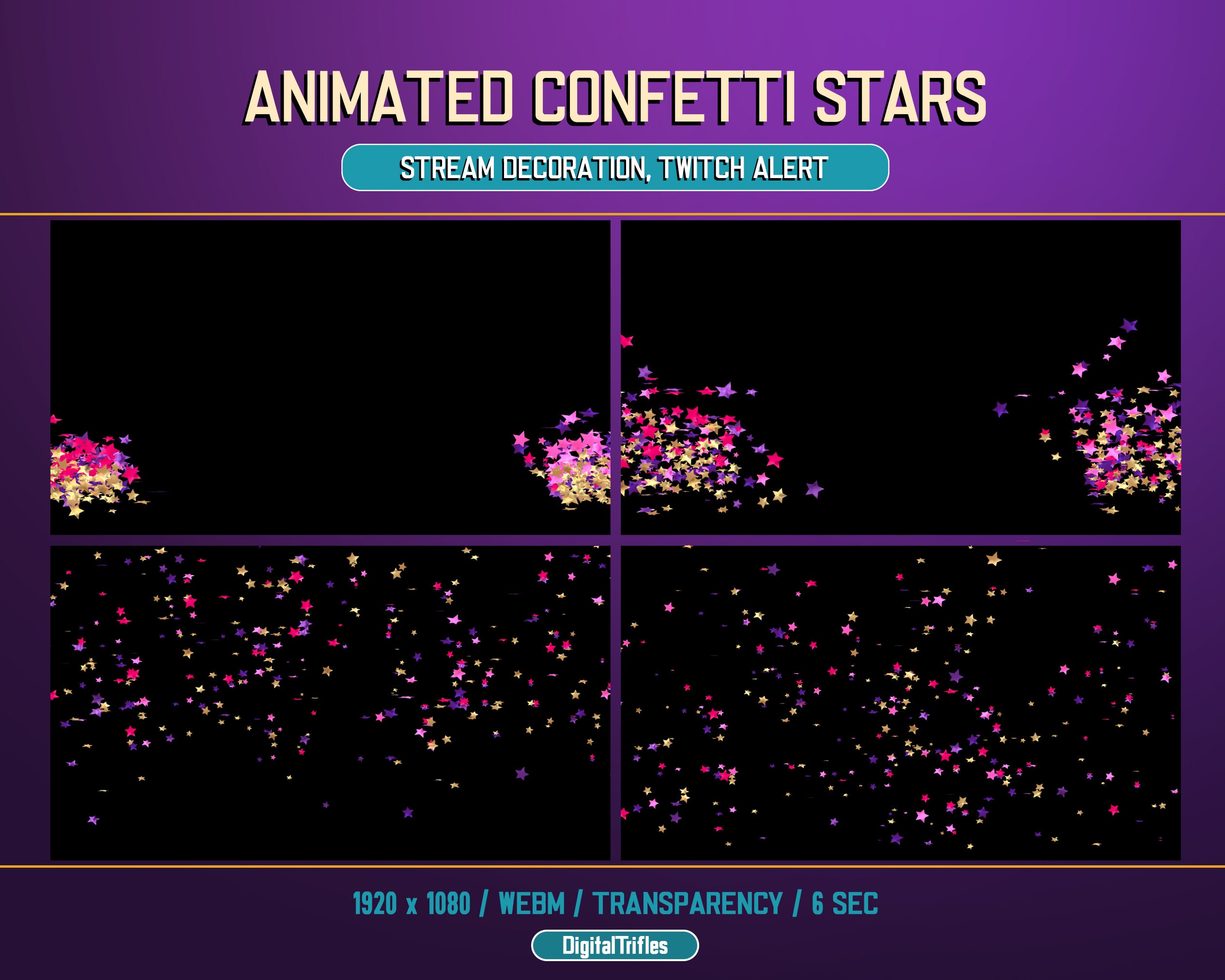 Animated Confetti Twitch Overlay, Stream Decoration, Streamer, Vtuber ...