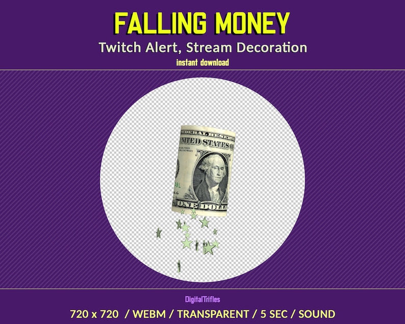 Money Twitch Alert, Animated Stream Overlay, Dollars, Cash, New ...