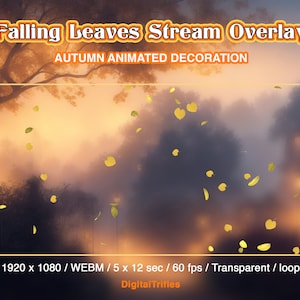Falling Autumn Leaves, Twitch Overlays, Stream Package of 5 Cozy ...