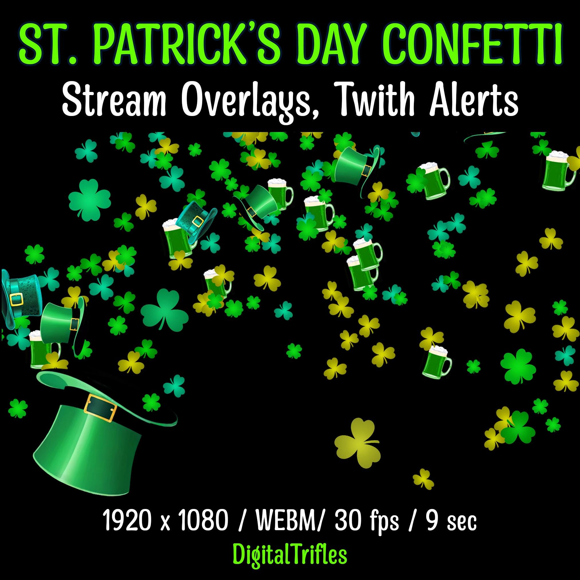 St Patrick's Day Stream Overlay, Animated Twitch Alert, Clover Leaves ...