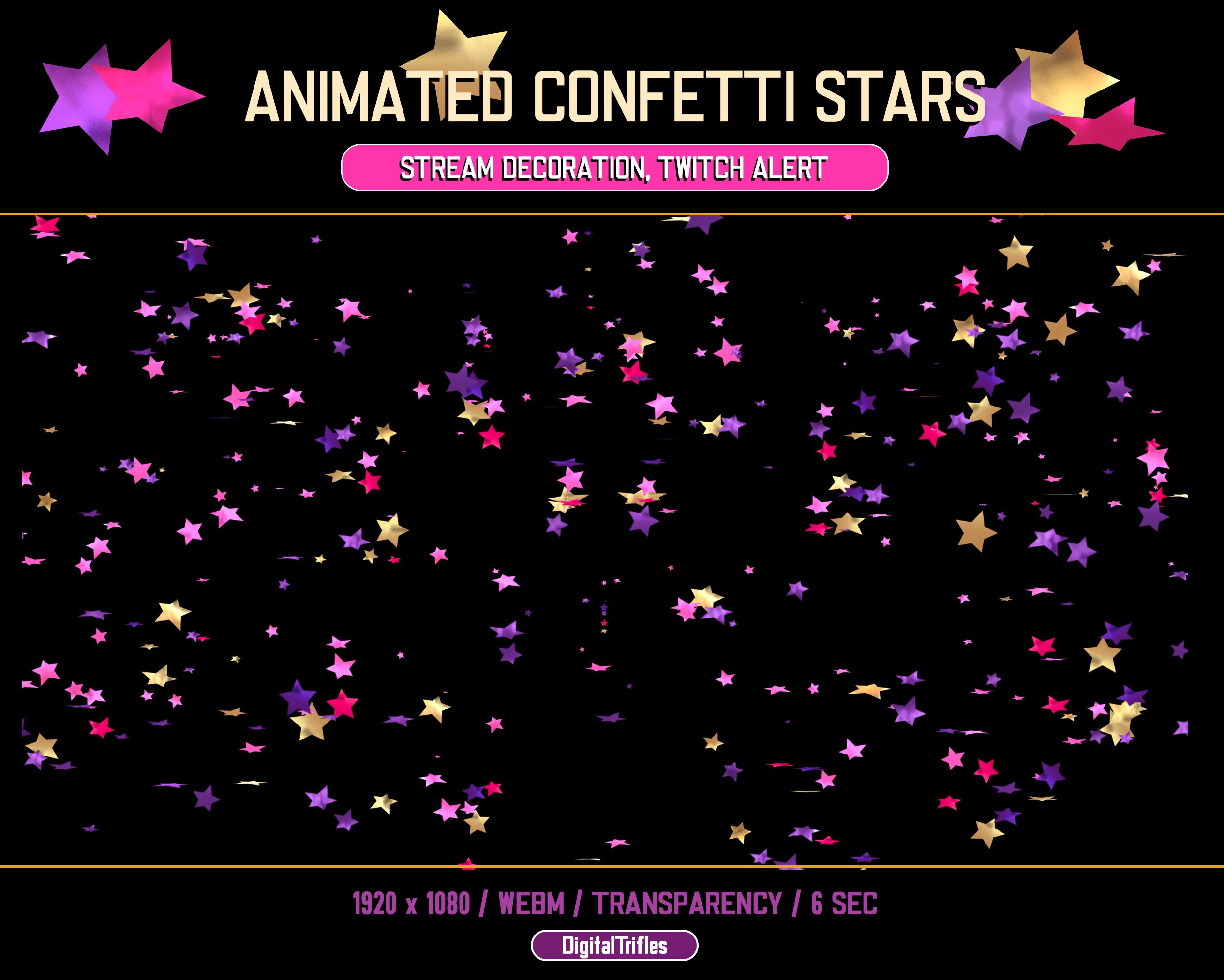 Animated Confetti Twitch Overlay, Stream Decoration, Streamer, Vtuber ...
