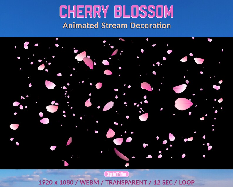 Cherry Blossom Stream Overlay, 2 Animated Twitch Screen Decorations ...