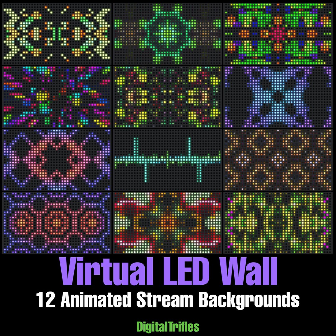 Animated LED Wall Backgrounds for Vtubers and Streamers: 12 DJ & Music ...