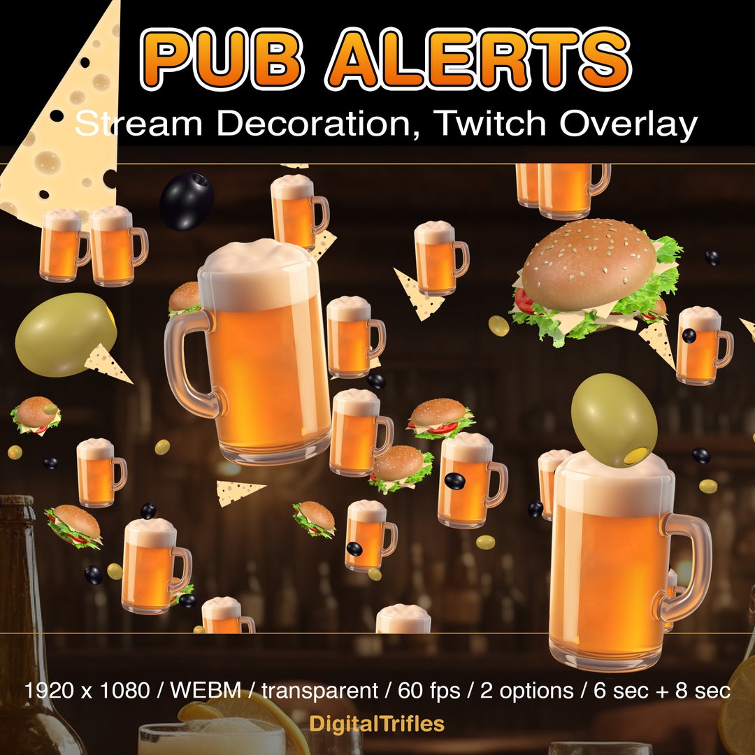 Beer Twitch Alerts, Pub Stream Decoration, Two Animated Overlays ...