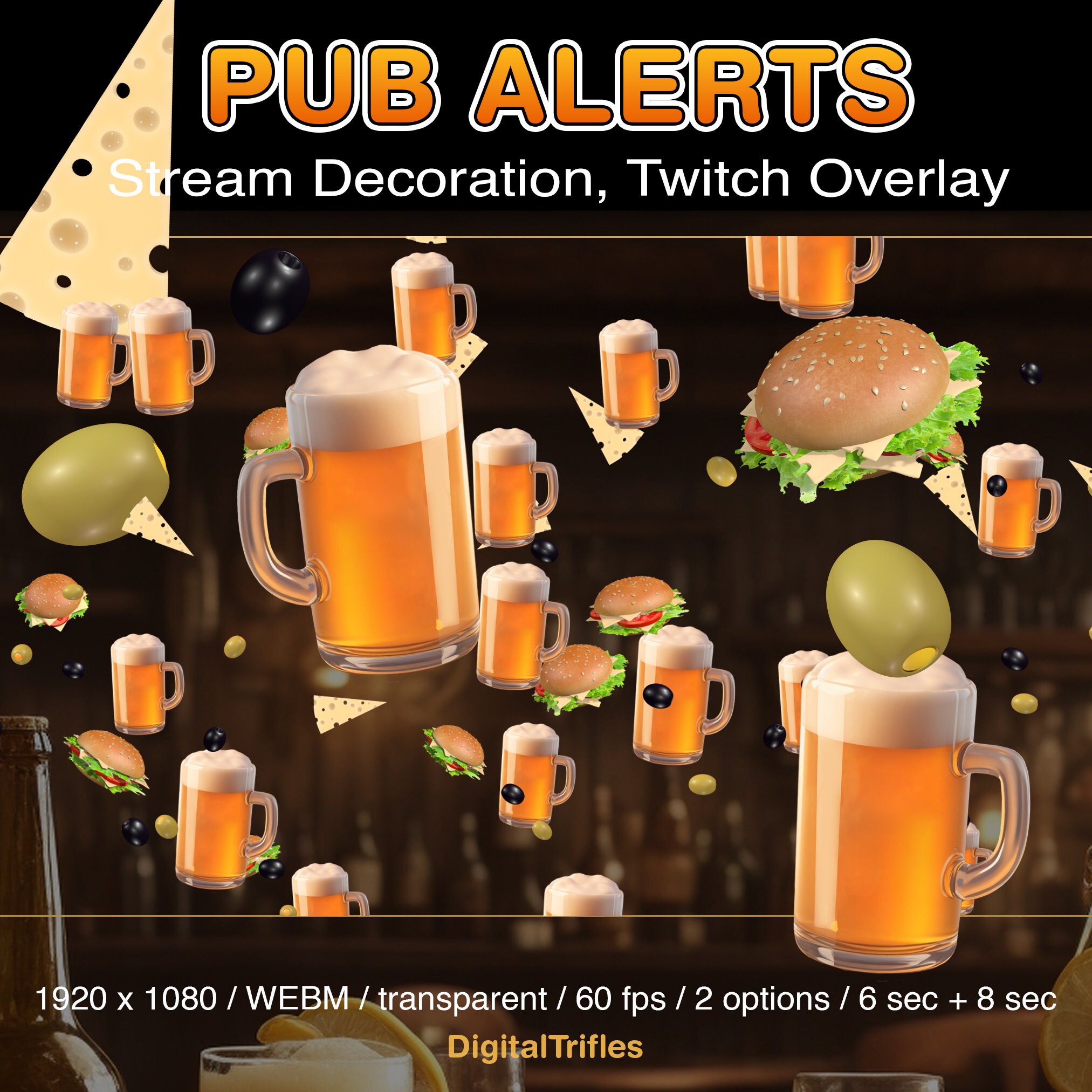Beer Twitch Alerts, Pub Stream Decoration, Two Animated Overlays ...