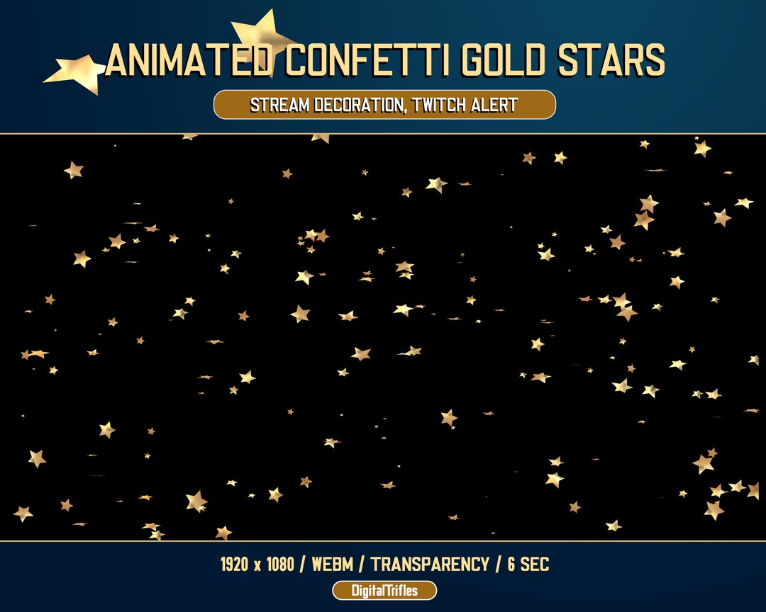 Twitch Alerts Confetti Gold Stars, Animated Stream Overlay, Donation ...